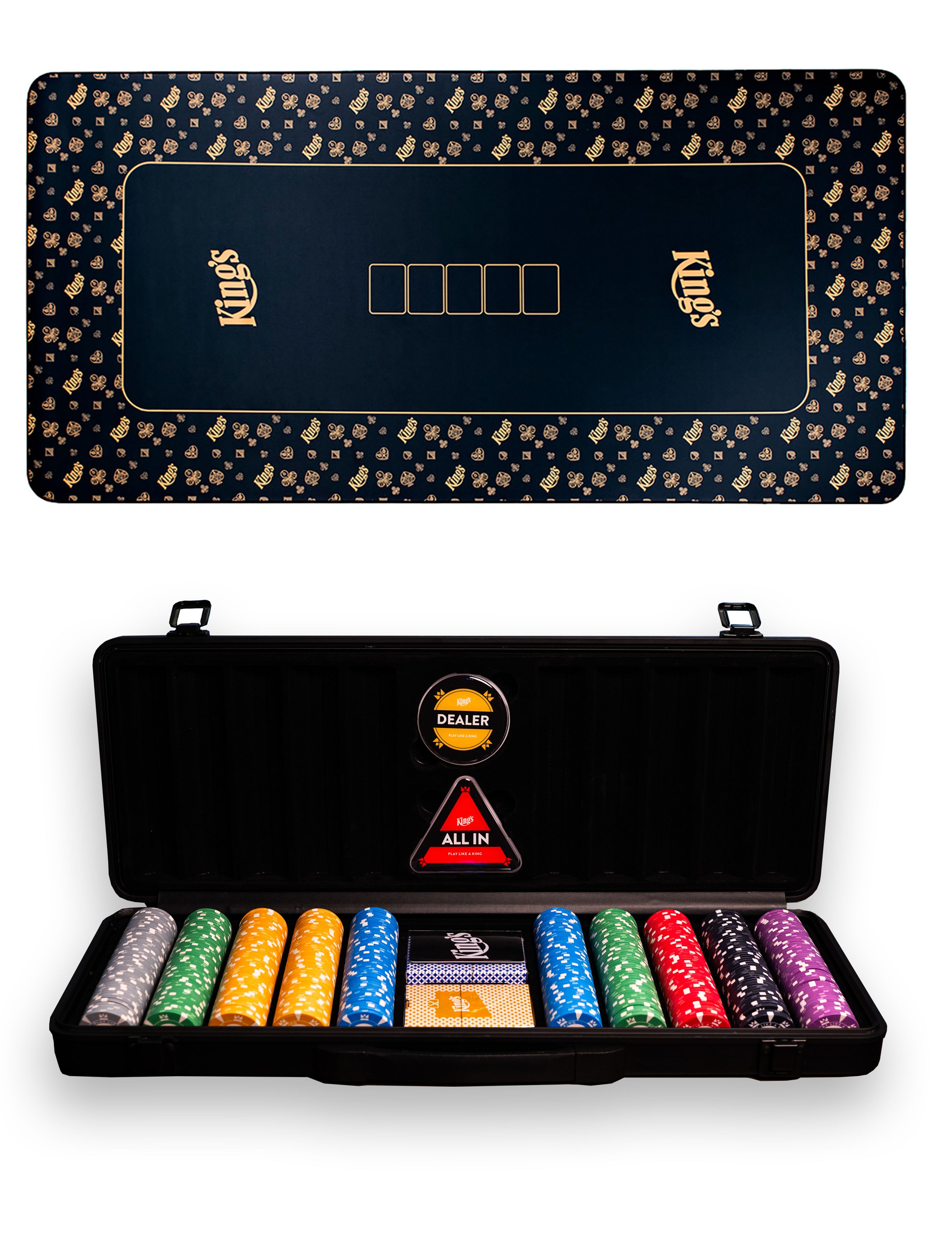 King's Poker Mat + Monarch’s Blackout Poker Set - 500 chips – King's Shop